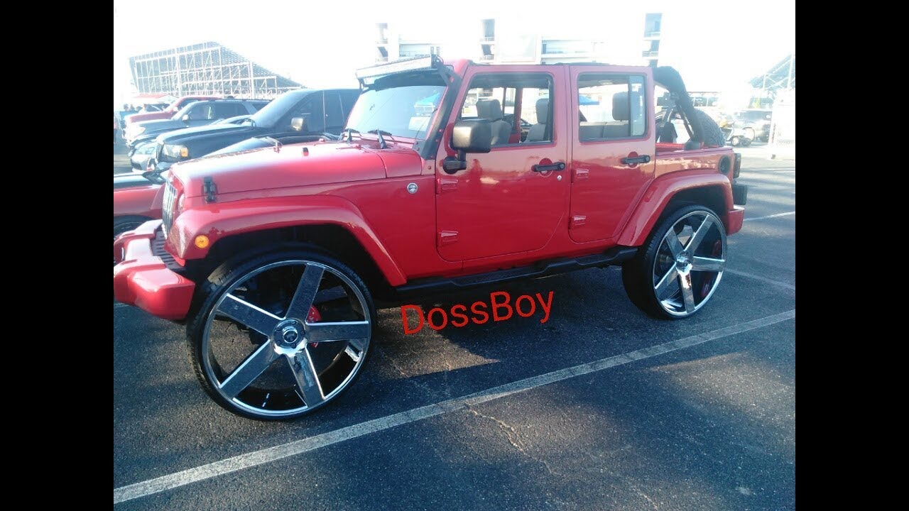 Cherry Red Jeep Wrangler On 30 Dub Ballers - YouTube