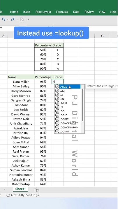 Use Lookup Function in MS Excel | Excel Tips Tricks Formulas #shorts #trending #excel #exceltips ...