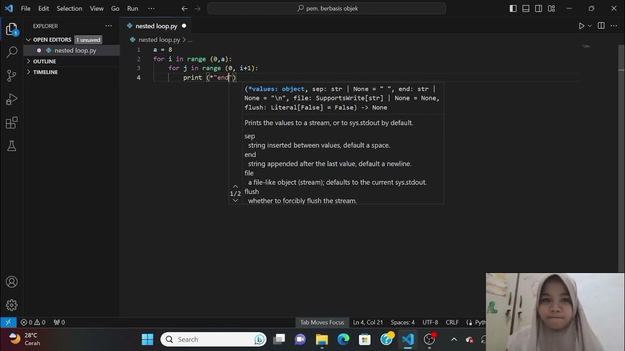 Python For Loop (membuat pola segitiga siku-siku) - YouTube