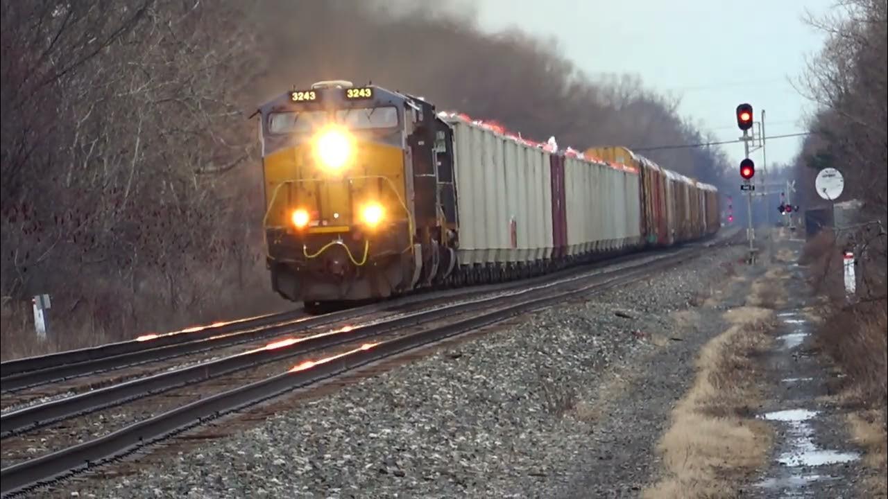 Three Trains in a Triple Train Meet! Big CSX Manifest Train! CP Stack Train! - YouTube
