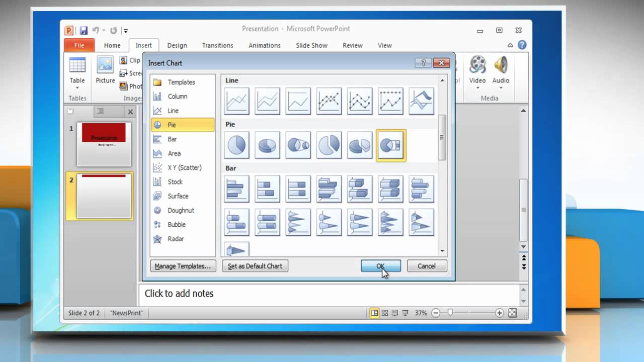 Microsoft® Powerpoint 2010: How To Insert Chart Into Presentation On