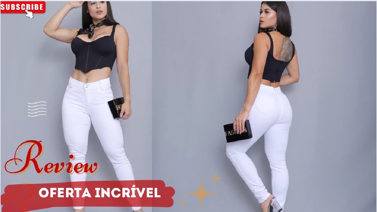 CALÇA JEANS FEMININA BRANCA SKYNNI COS ALTO - MANIA DO JEANS - YouTube