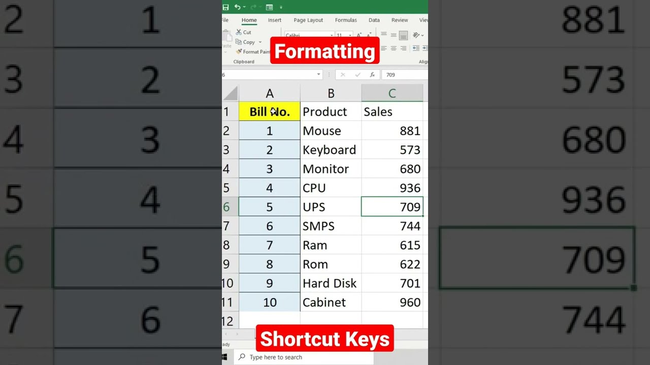 #shorts Data Formatting Shortcut Key | Excel Shortcut Keys # ...