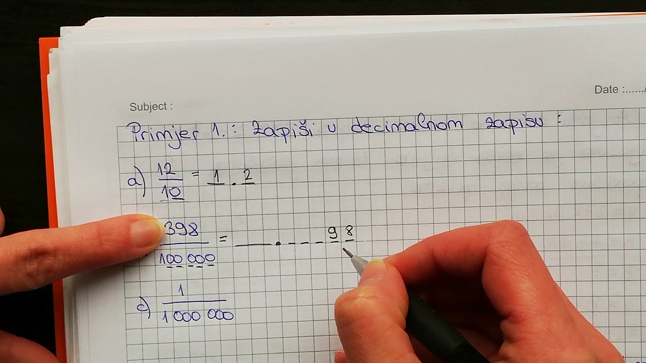5. razred 1. Primjer Dekadski razlomci - YouTube