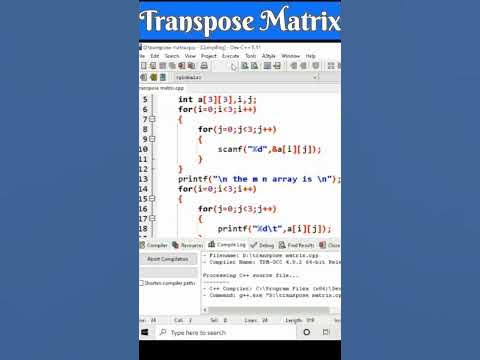Transpose of matrix in c programming /#c_programming #shorts - YouTube