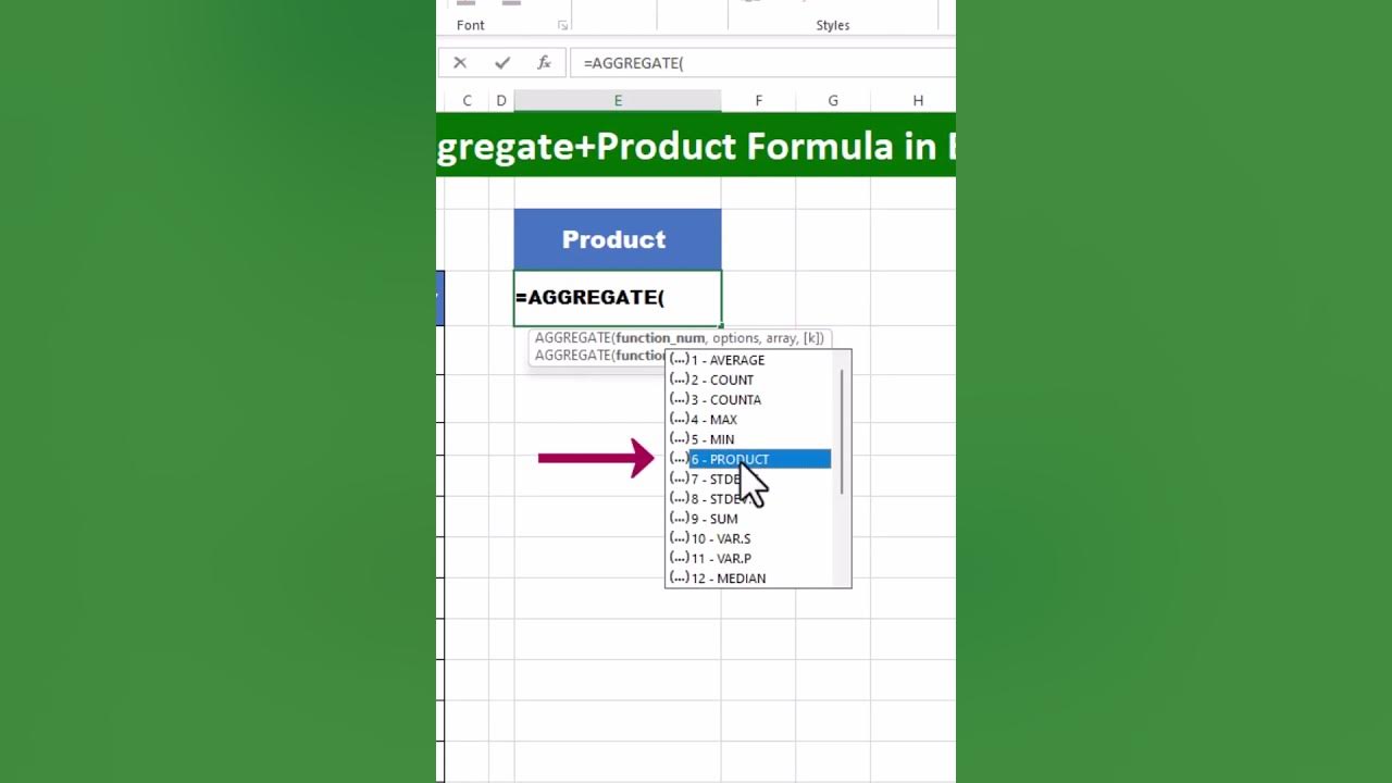 Aggregate+Product Function in Excel. - YouTube