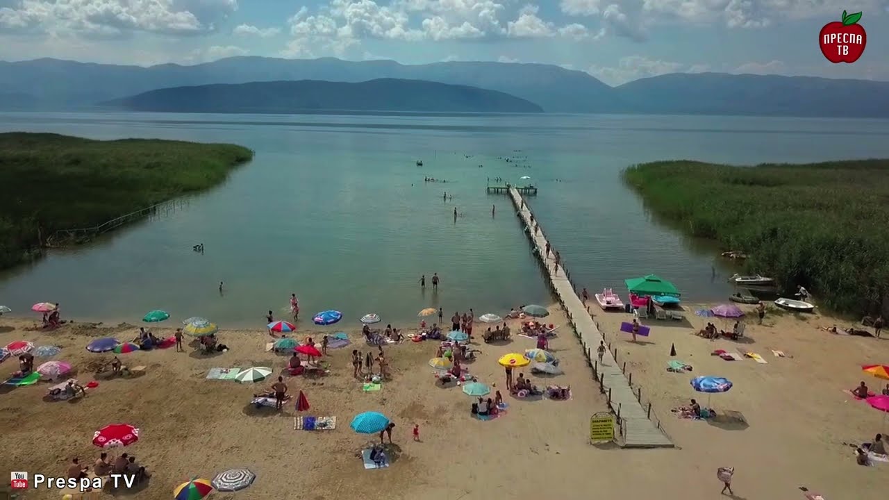 Крани Плажа и Автокамп, Преспанско Езеро [дрон] Kapri Beach, Avtokamp ...