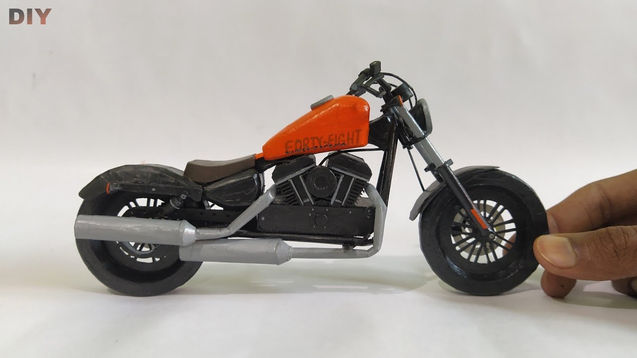 How to make bike with paper - HARLEY DAVIDSON 48 - YouTube