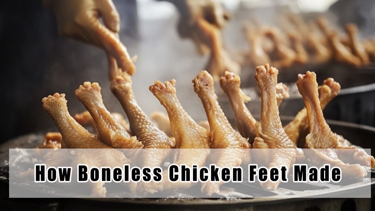 How Boneless Chicken Feet Are Made in a Factory - YouTube