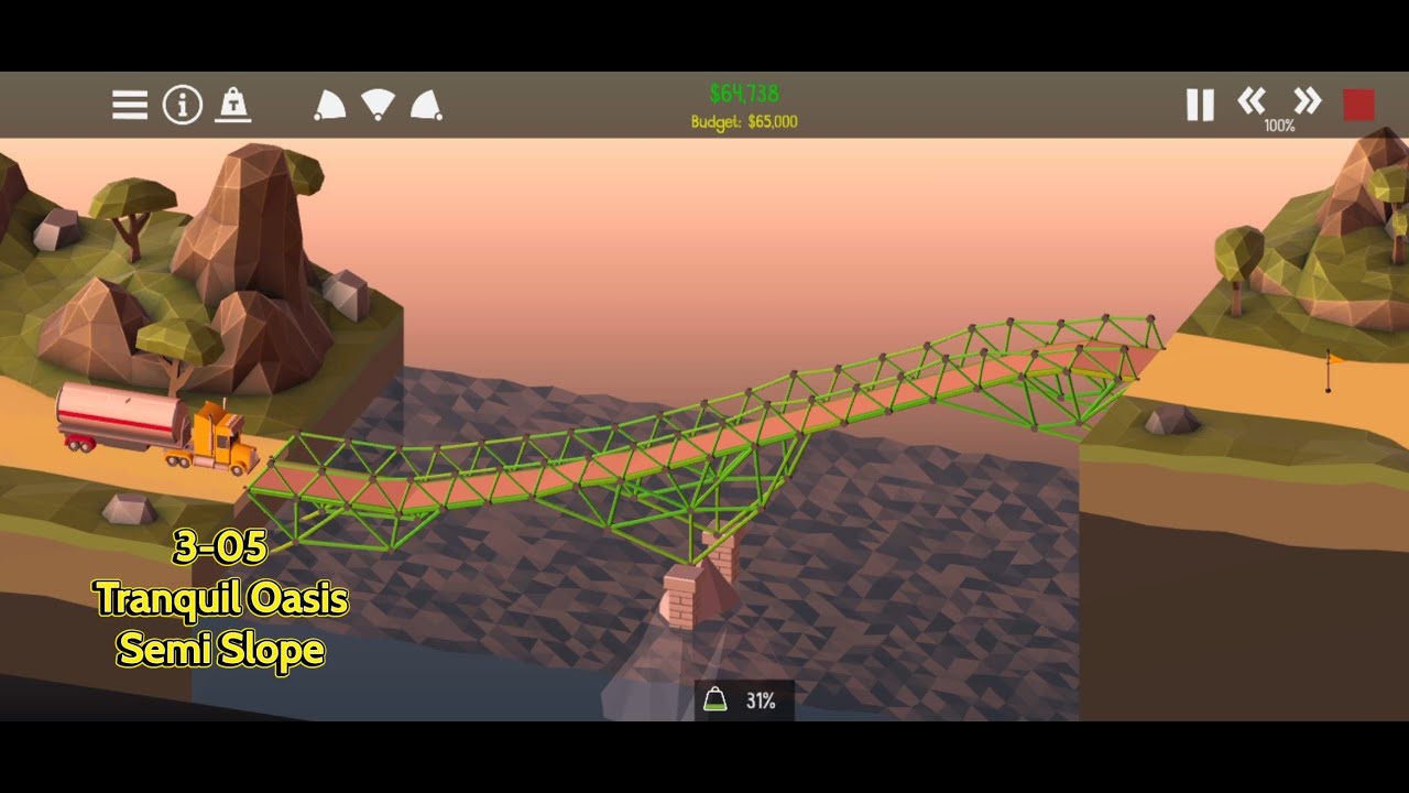 Poly Bridge 2 - Tranquil Oasis - Semi Slope (3-05) - YouTube
