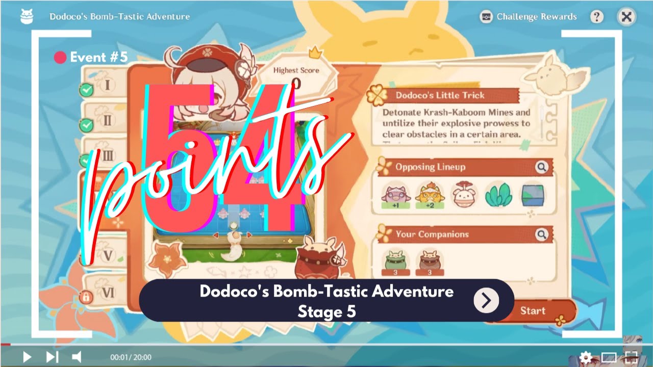 Event Genshin Impact #5 - Stage 5 Dodoco's Bomb-Tastic Adventure, 54 ...