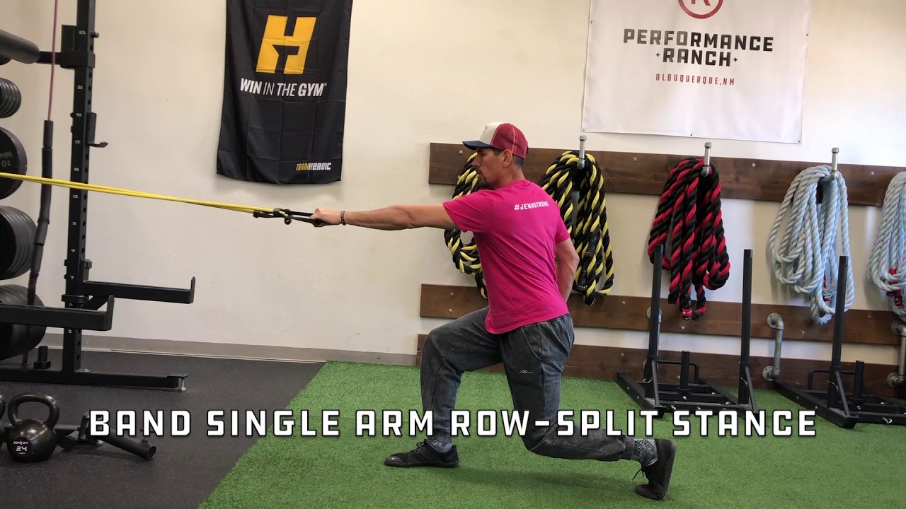 Band Single Arm Row-Split Stance - YouTube