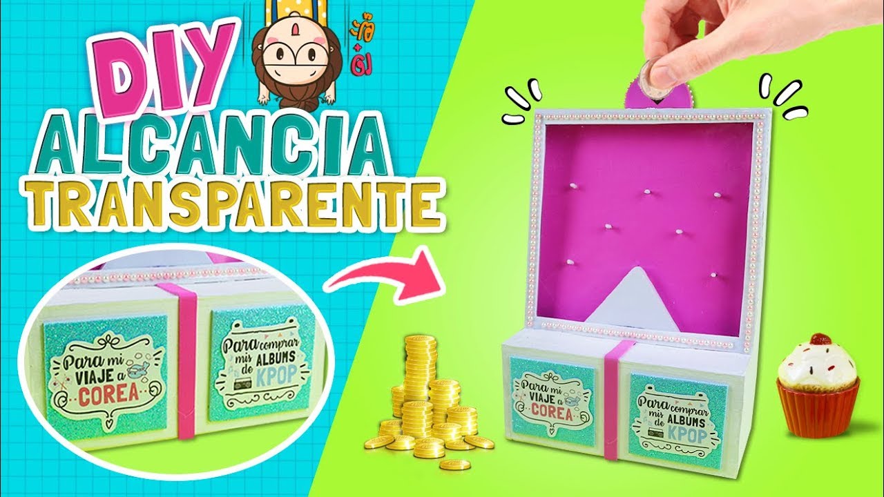DIY ☆ Como HACER una ALCANCIA TRANSPARENTE ♡ Hecho de Cartón - Tutorial ...
