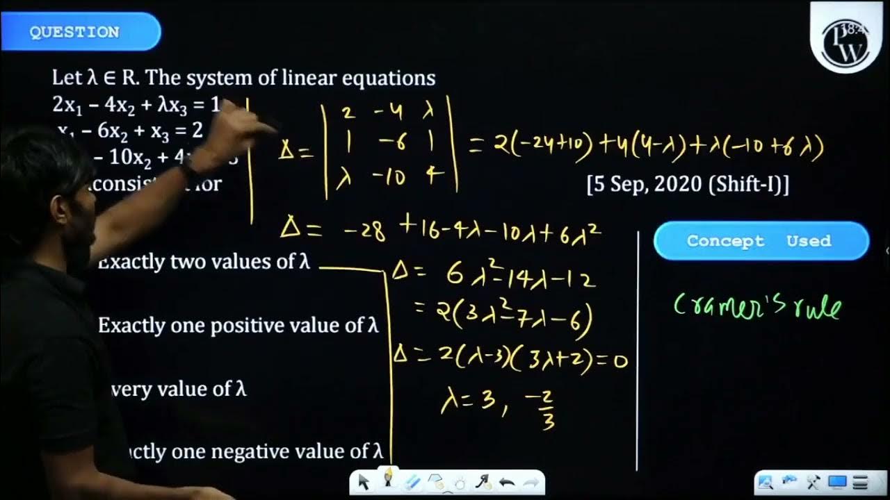 Let \(\lambda \in R\). The system of linear equations\(\begin{aligned}& 2 x_1-4 x_2+\lambda ...