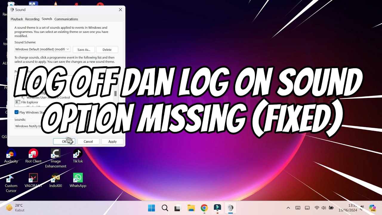 Log Off dan Log On Sound Option Missing or Not Showing on Windows 11 ...