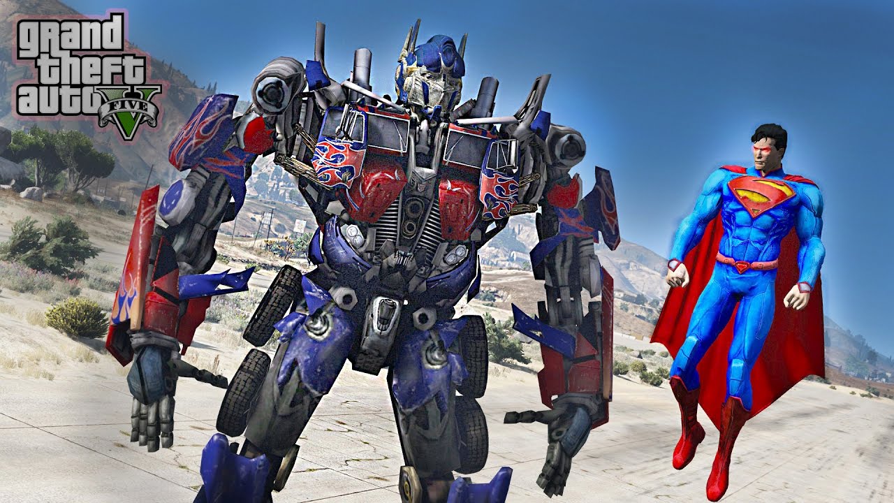 SUPERMAN VS OPTIMUS PRIME - GTA 5 TRANSFORMERS MOD !!! - YouTube