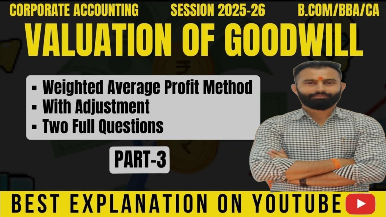 Valuation of Goodwill | Weighted Average Profit Method | Part-3 | B.Com ...