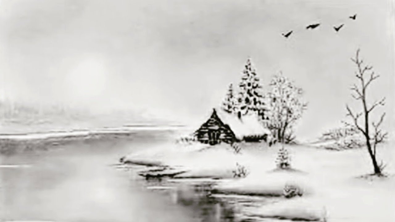 GP Like is live Winter season landscape drawing . - YouTube