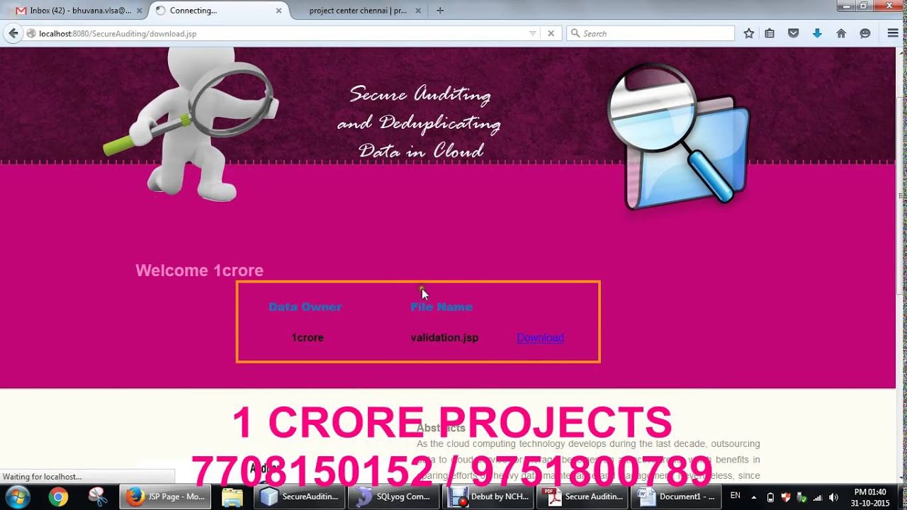 Secure Auditing and Deduplicating Data in Cloud (IEEE Project 2015 - 2016) | 1 Crore Projects ...