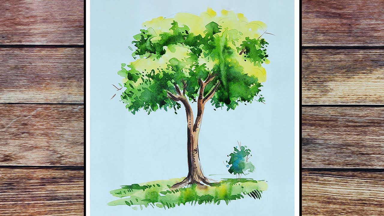 Easy Watercolor Painting - Tree Painting Tutorial - YouTube