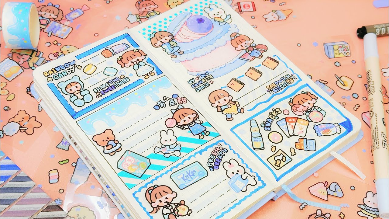 stickers journaling 💙💙cute kawaii sticker🌈 Immersive ASMR bullet ...