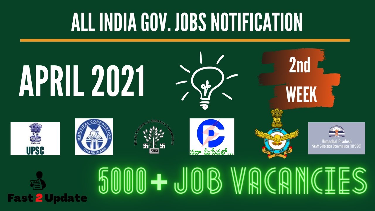 April 2021 Latest Government Jobs Update For 2nd Week. (5000+ Job ...