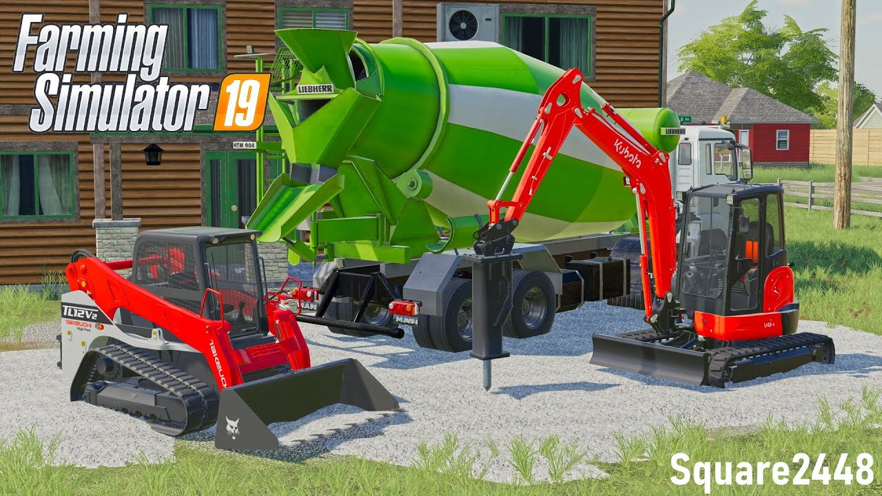 Concrete Job! | Removing & Replacing OLD Patio | FS19 Construction ...