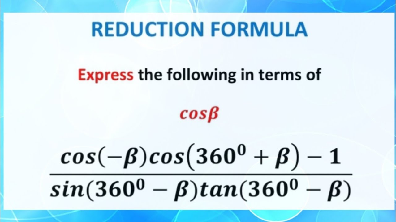 Using the reduction formula to simplify trigonometric expressions ...