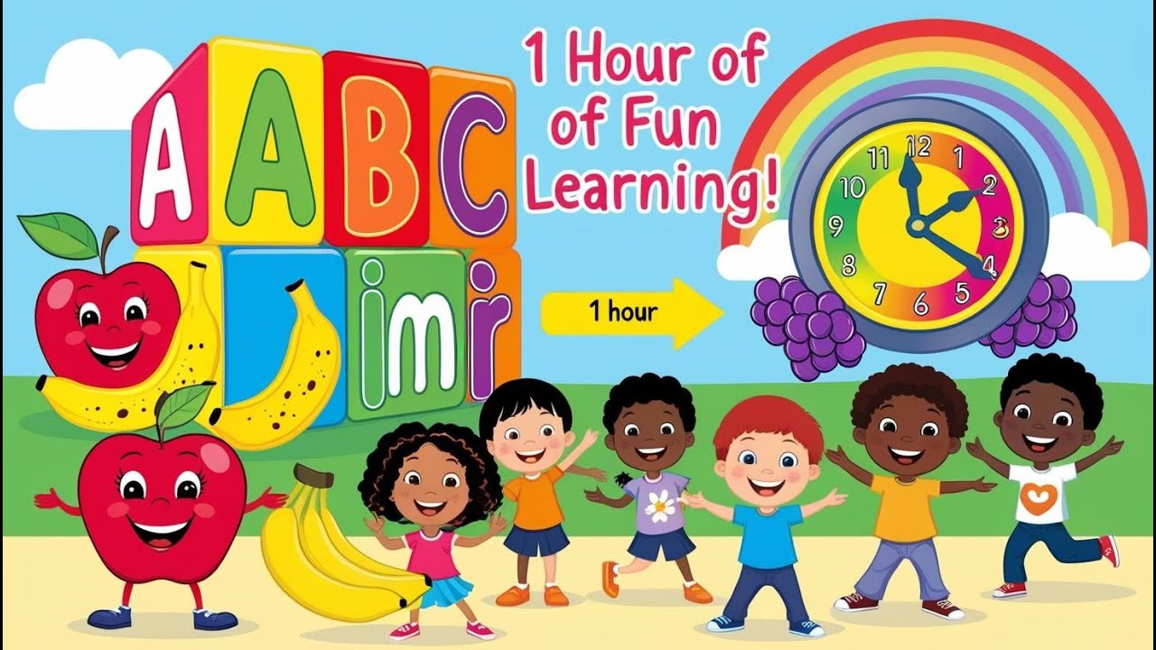 One Hour Learning Video for Kids | 📚 ABC & Fruit Fun! 🍎🎶 - YouTube