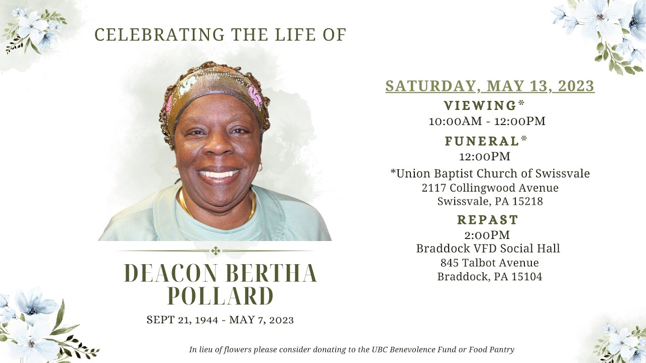 Homegoing Celebration for Deacon Bertha Pollard - YouTube