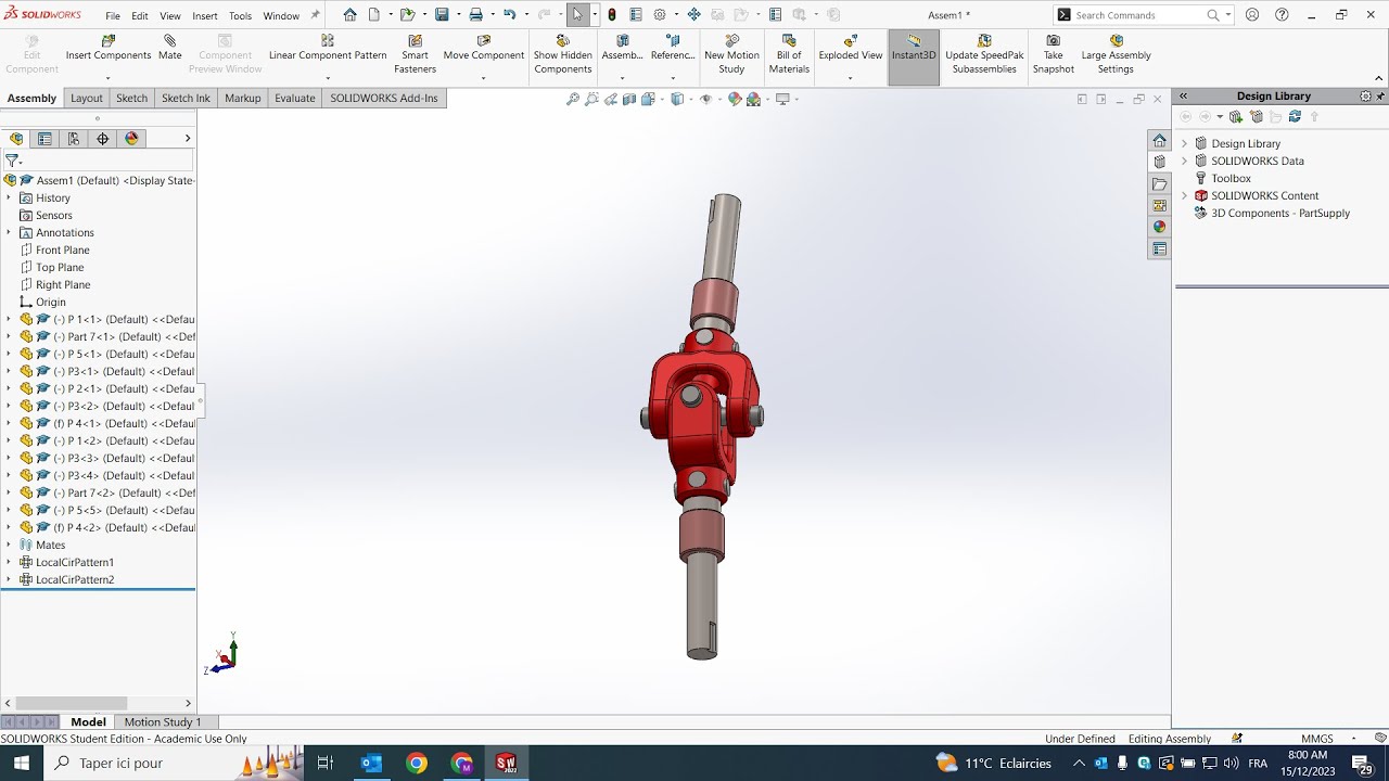 SolidWorks Tutorial : Assemblage Joint de cardan - YouTube