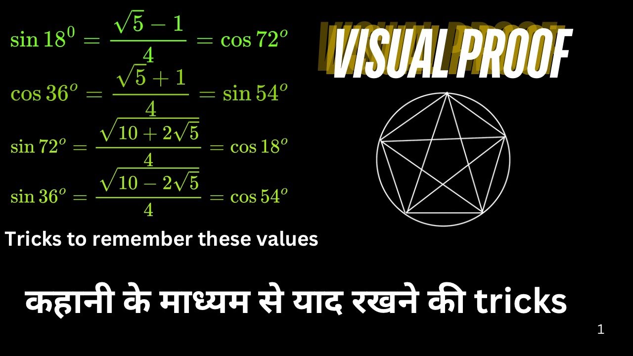 Tricks to remember the values of sin18,cos36,sin72|Proof of sin18 ...