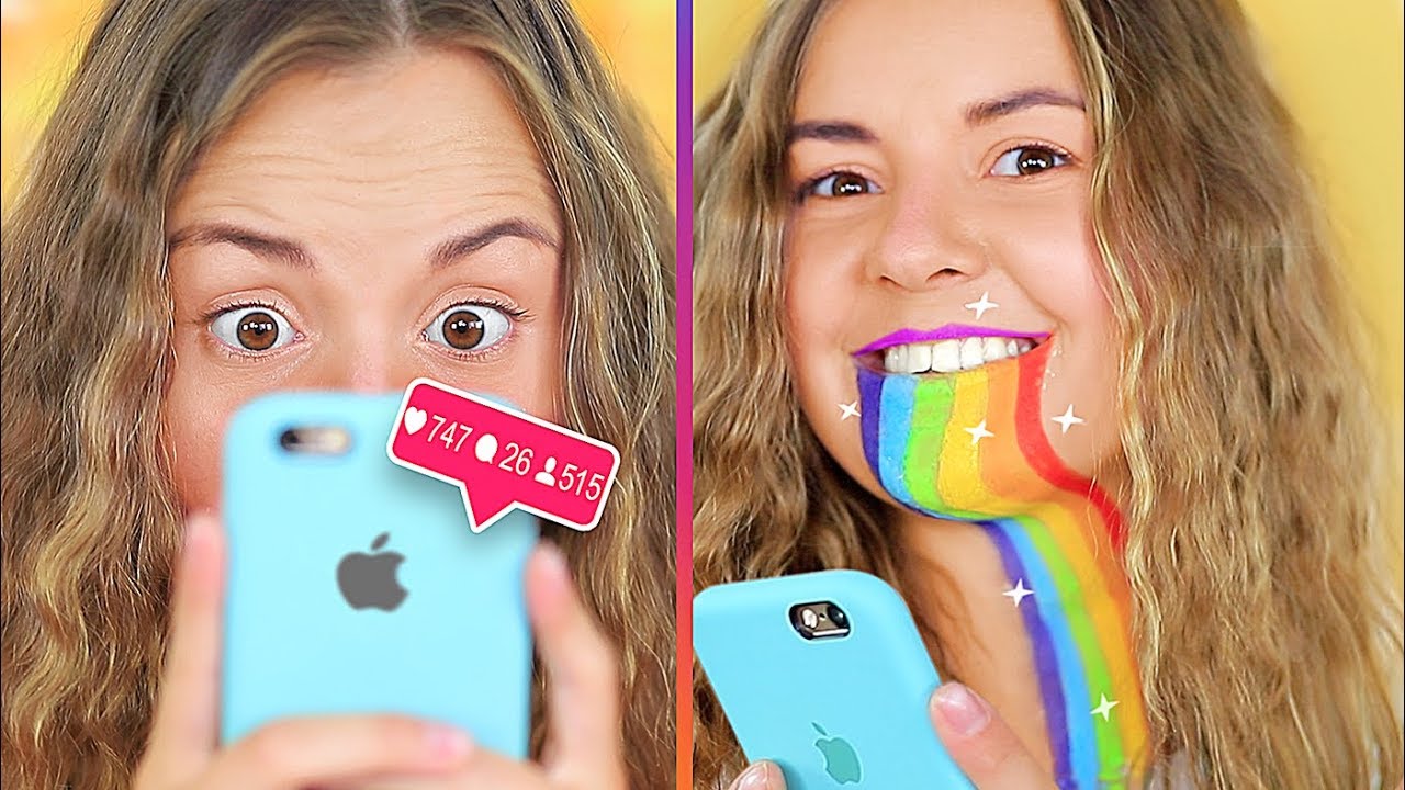 8 DIY Weird Makeup Ideas / Social Media Makeup - YouTube