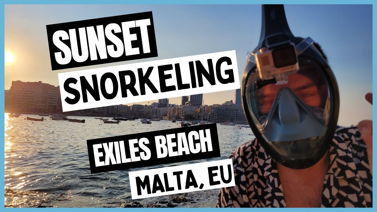 Snorkeling at Exiles Beach, Malta at Sunset (relaxing soundtrack) - no ...