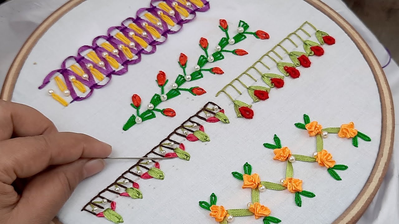 Latest Ribbon Borderline Design, Hand Embroidery Border Design, Easy ...