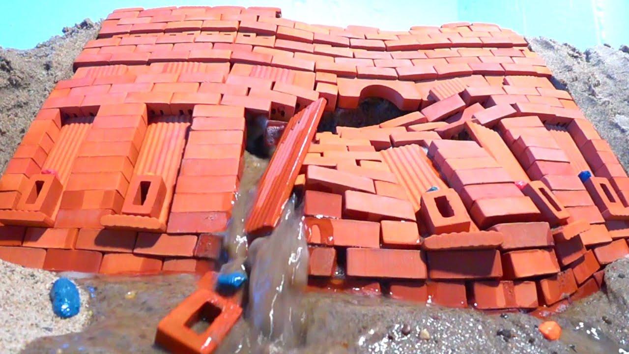 Look What Happens When The Huge Mini Brick Dam Collapses! - YouTube