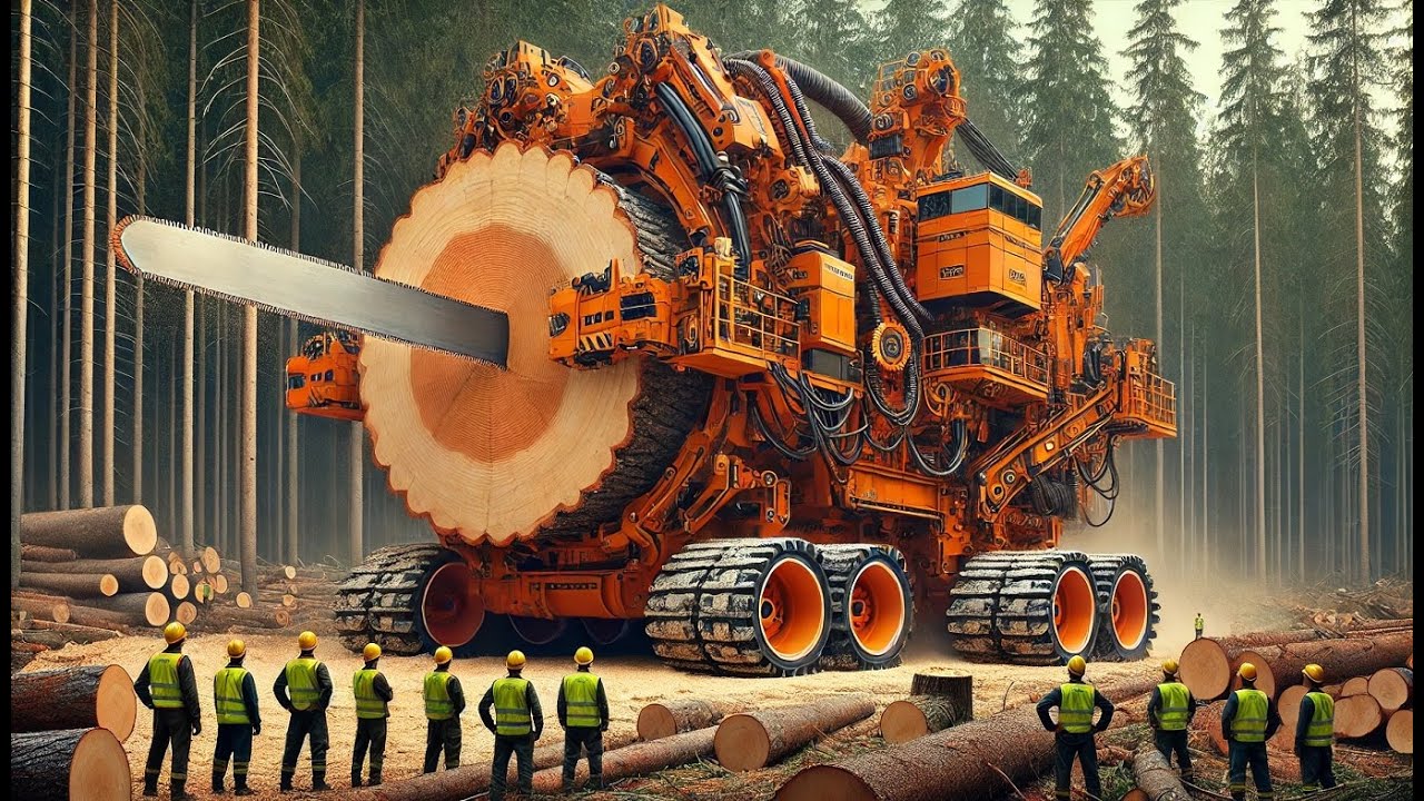The moment the world's fastest tree-cutting tree-cracking, tree ...