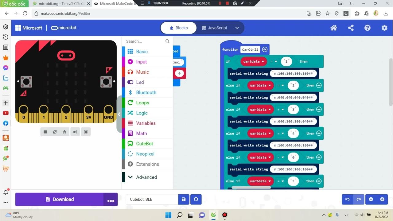 Hướng dẫn Code để robotics Cutebot_BLE hoạt động (nguồn sưu tầm) - YouTube