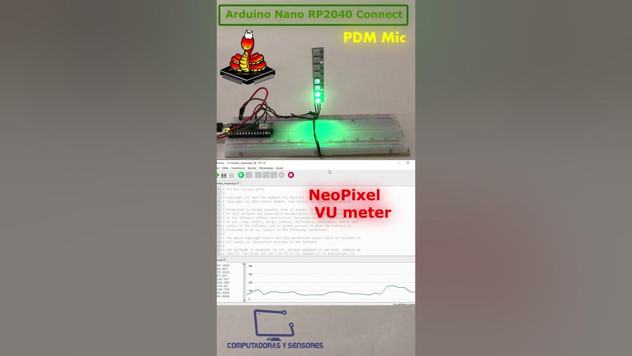 Arduino Nano RP2040 Connect Neopixel Vu-Meter - CircuitPython #SHORTS ...