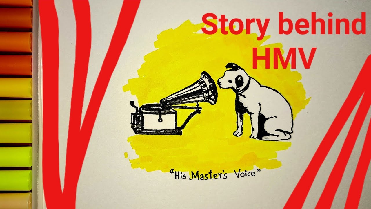How to draw HMV (His Master's Voice) logo| The name of the (HMV) dog ...