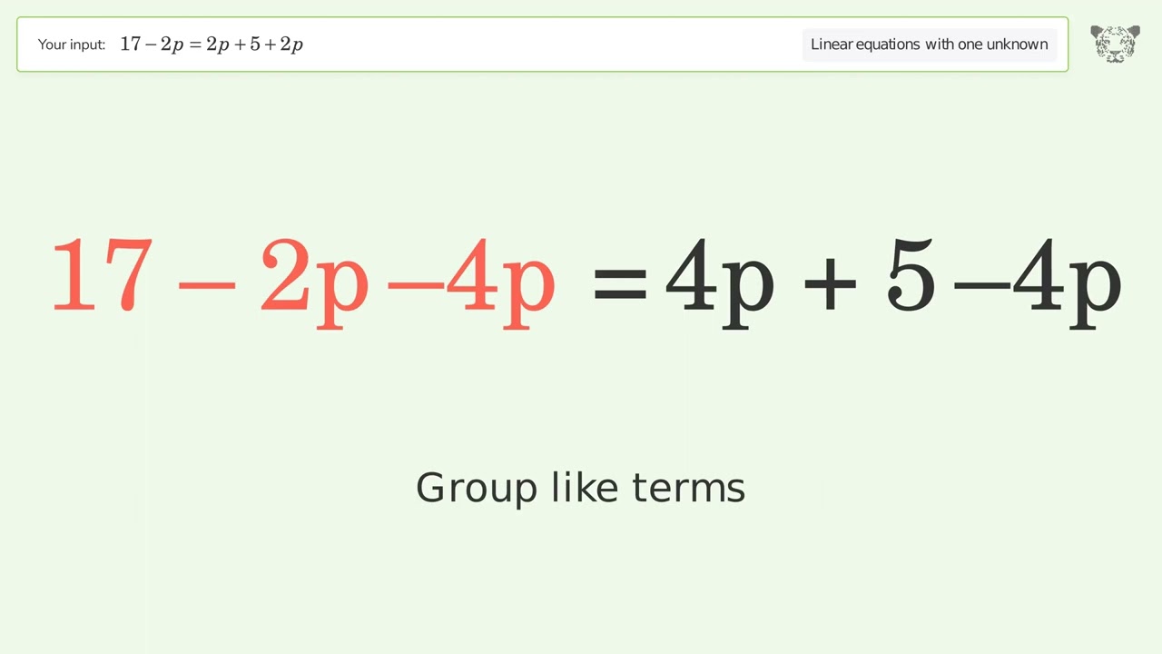 Linear Equation With One Unknown Solve 17 2p 2p 5 2p Step by step Linear Equation With One Unknown Solve 17 2p 2p 5 2p Step by step