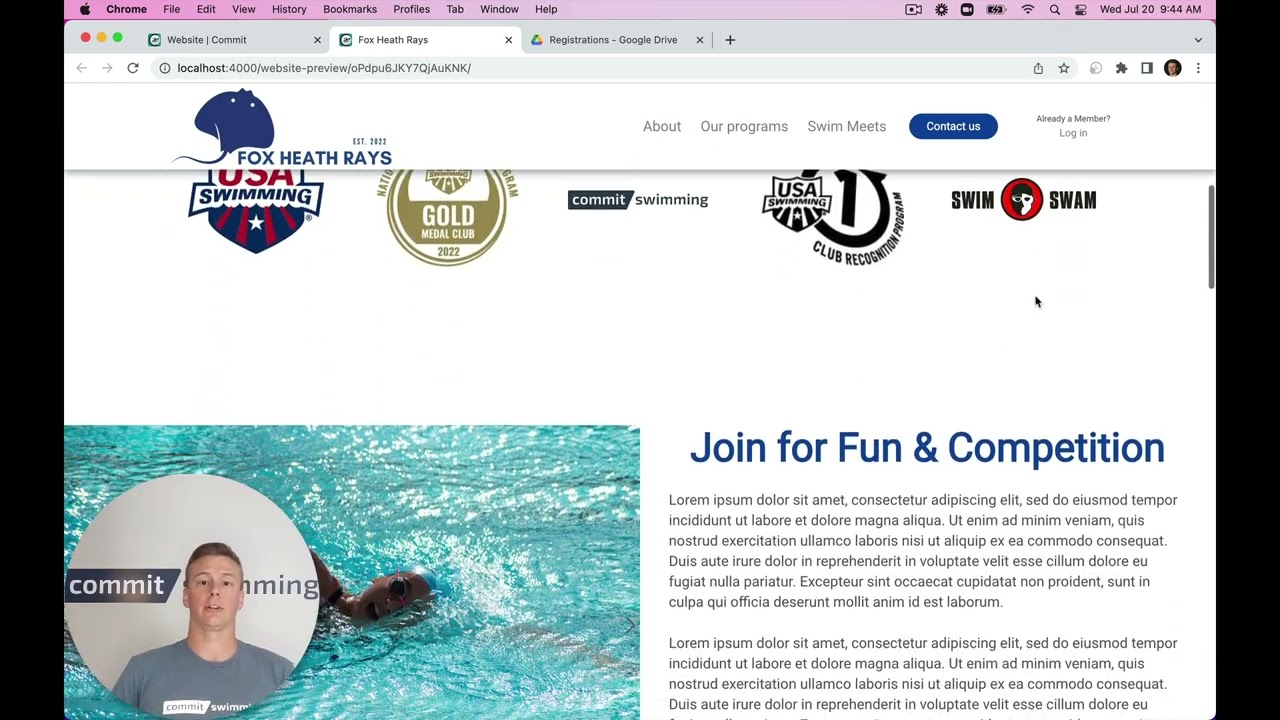 Registration Setup in Commit Swimming - YouTube