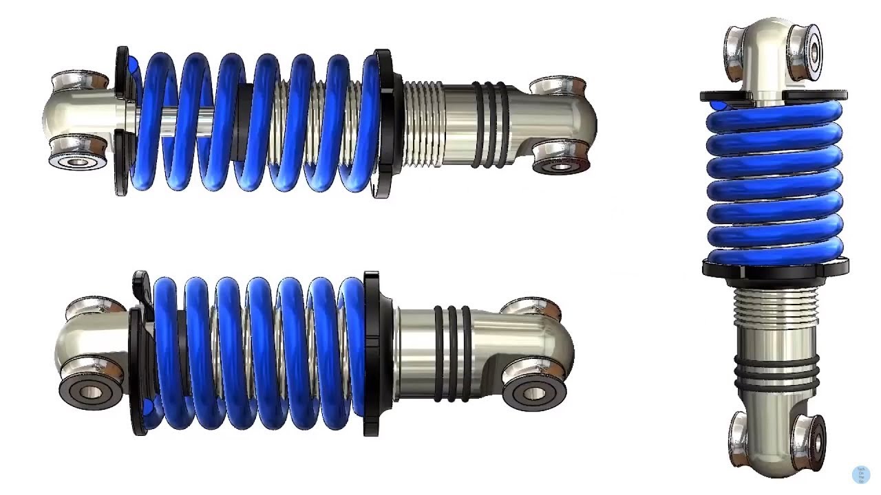 SOLIDWORKS Tutorial - Shock absorber with movable spring, Screw mate ...