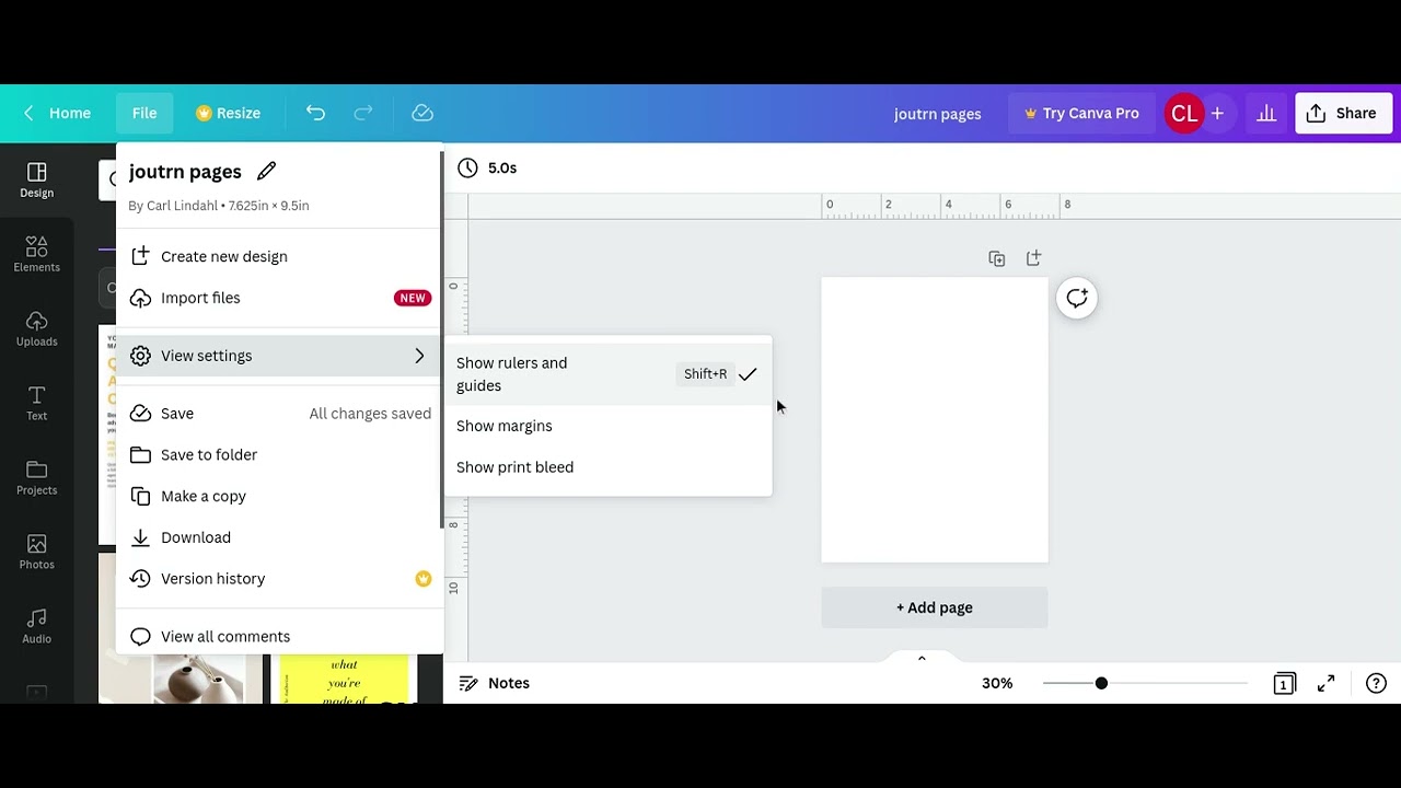 How To ADD RULERS In Canva Canva Tutorial For Beginners YouTube How To ADD RULERS In Canva Canva Tutorial For Beginners YouTube