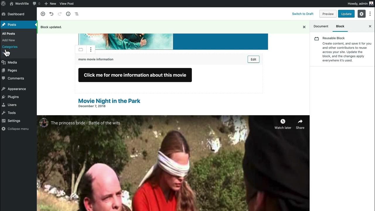 Adding reusable Blocks using Wordpress Gutenberg. - YouTube