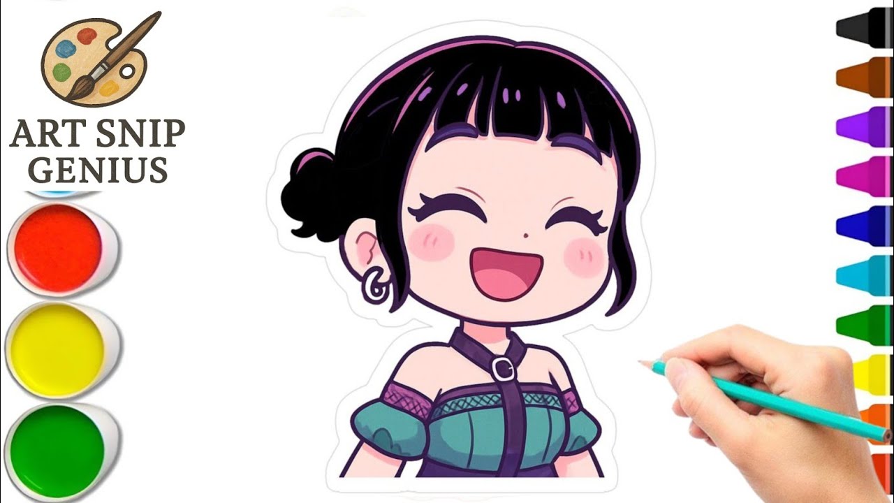 . Cute ZOYE Chibi Drawing | Easy & Fun Coloring for Kids 🎨 | Art Snip ...