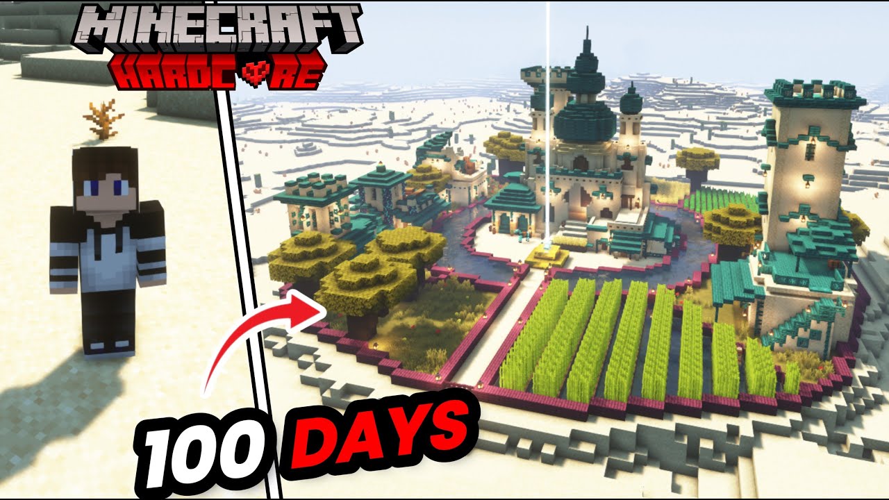 i survive 100 days in a desert only world in minecraft Hardcore - YouTube