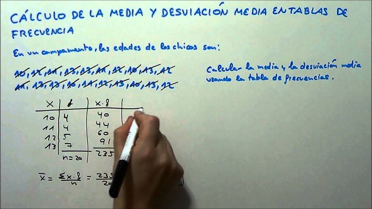 CÁLCULO DE LA MEDIA Y DESVIACIÓN MEDIA EN TABLAS DE FRECUENCIA. HD ...