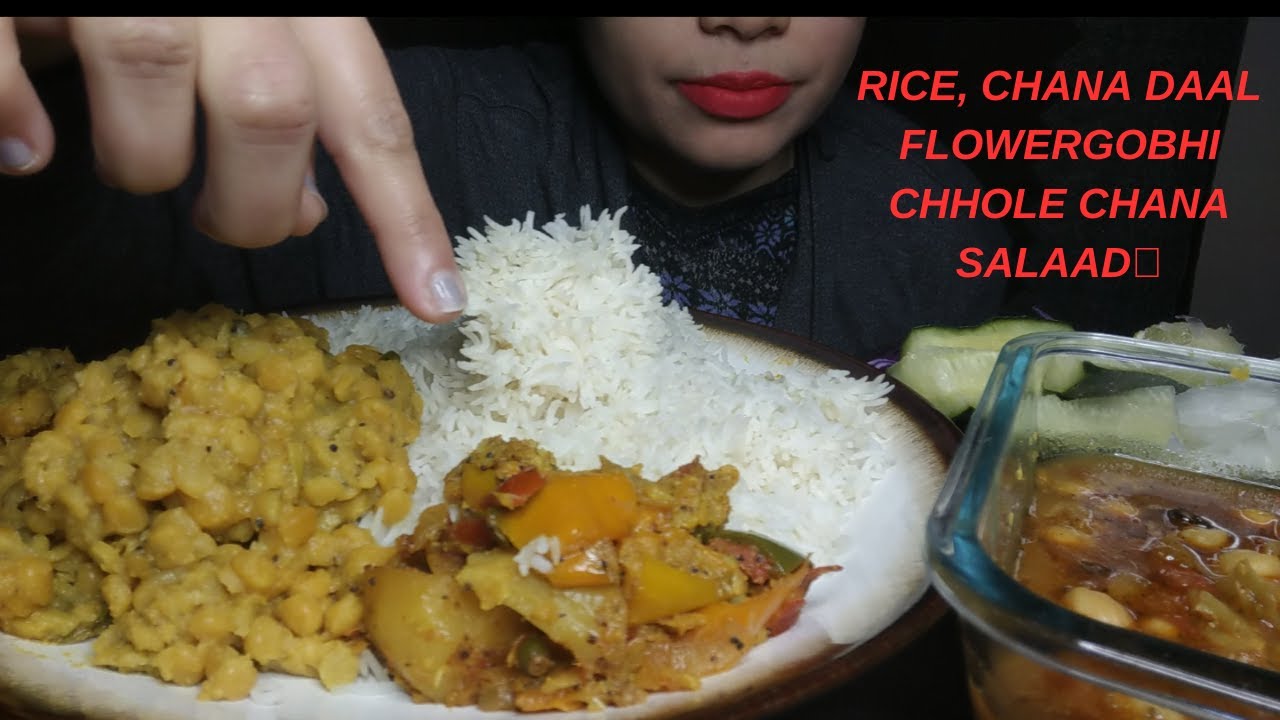 ASMR COMFORT FOOD RICE, CHANA DAL, GOBI SABJI, SPICY CHHOLE CHANA ...