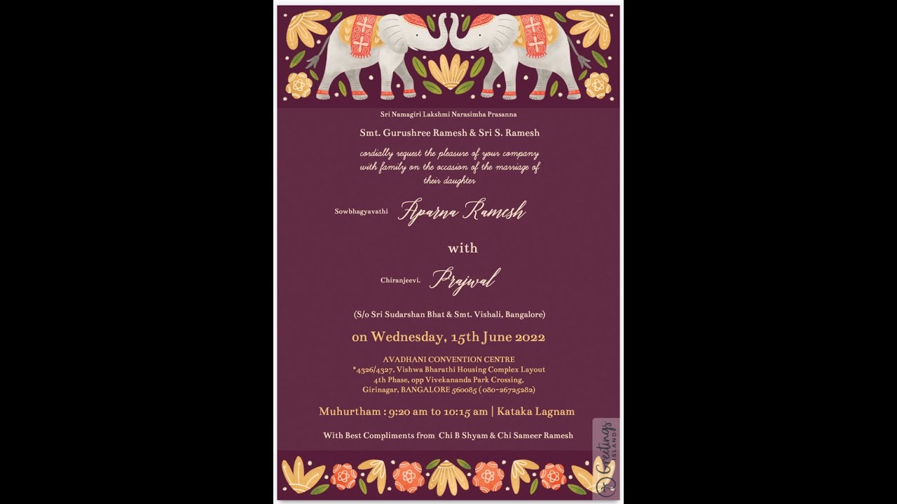 Aparna Ramesh With Prajwal / Wedding / 15th June 2022 - YouTube